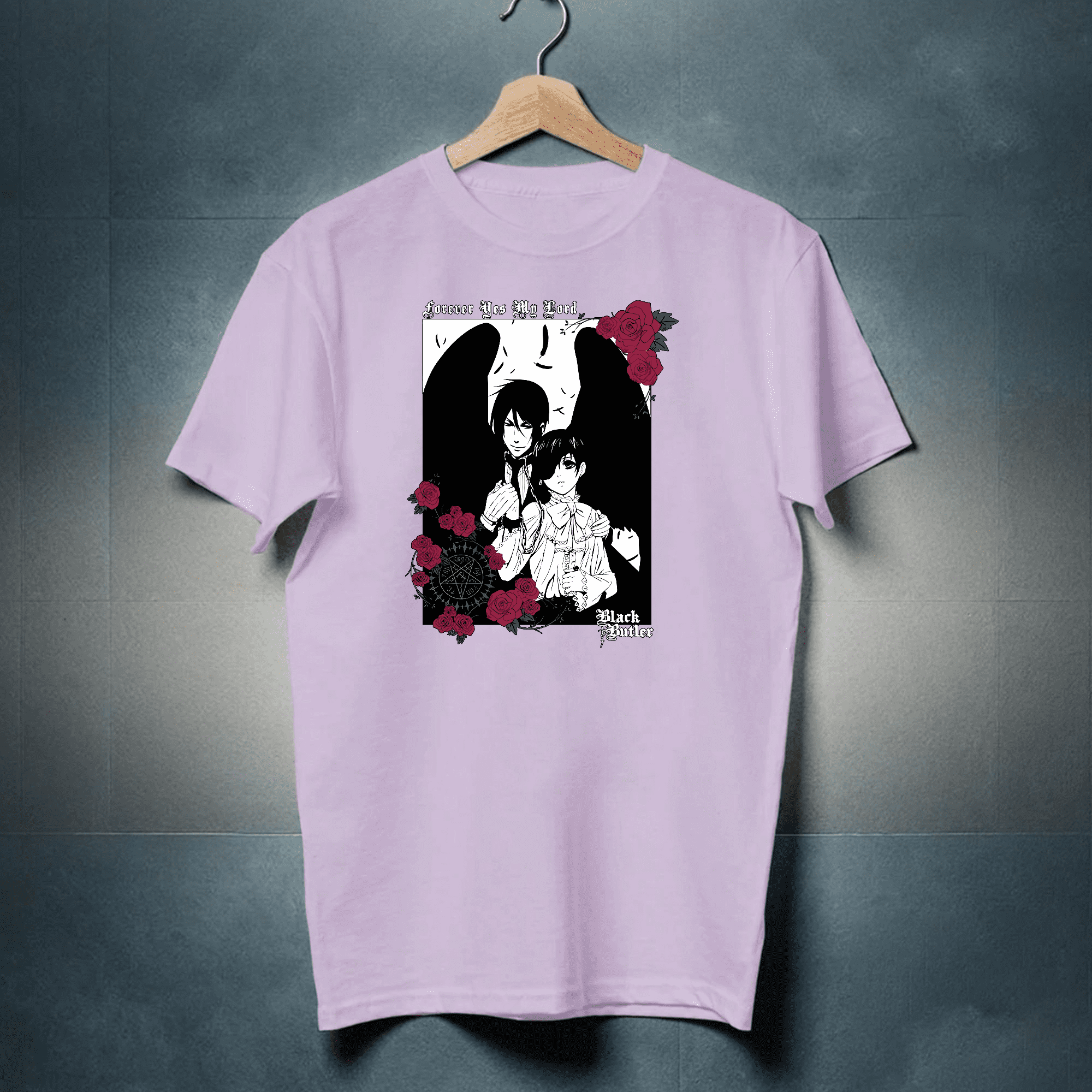 Black Butler Sebastian & Ciel Roses T-Shirt - Walmart.com