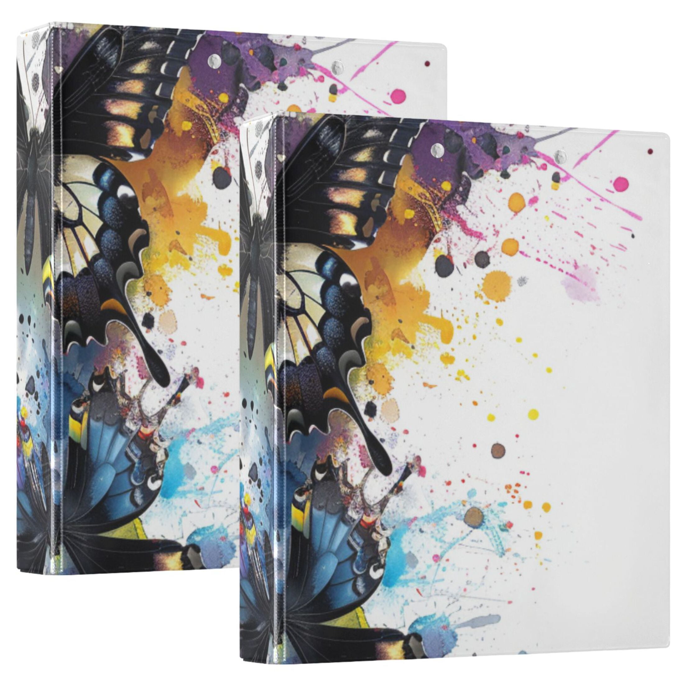 Black Butterflies 3 Ring Binders 1.5 inch Hardcover File Folders with ...