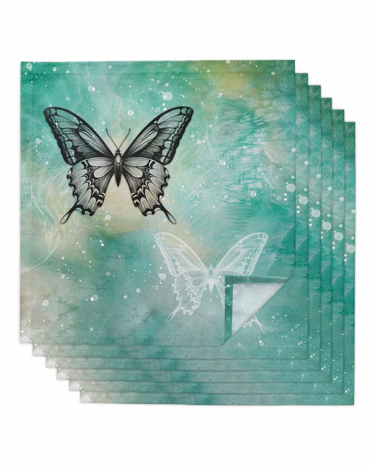 Black Butterflies Cloth Napkins Set of 6 Reusable Dinner Napkins ...