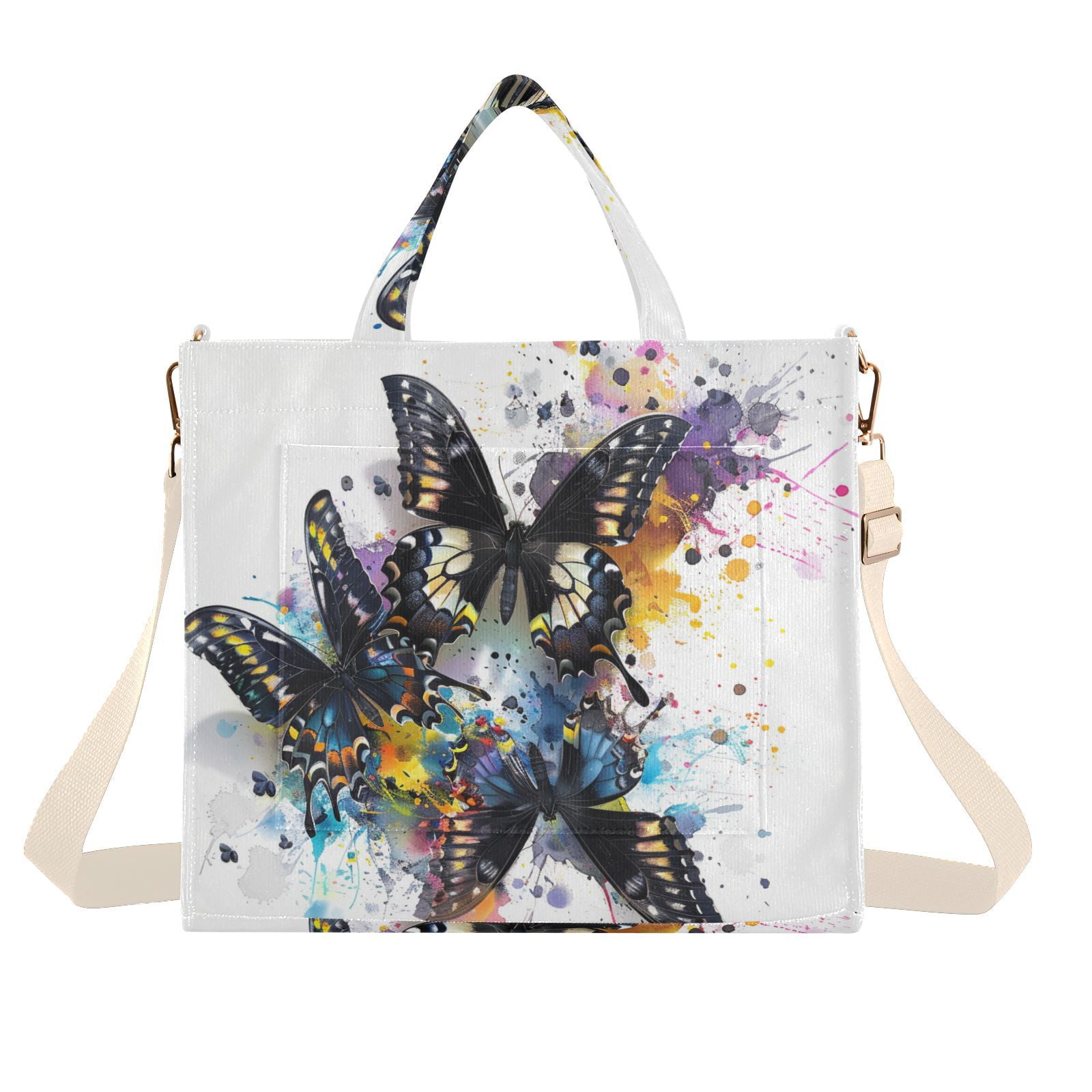 Black Butterflies Corduroy Tote Bag Handbag Large Messenger Bag ...