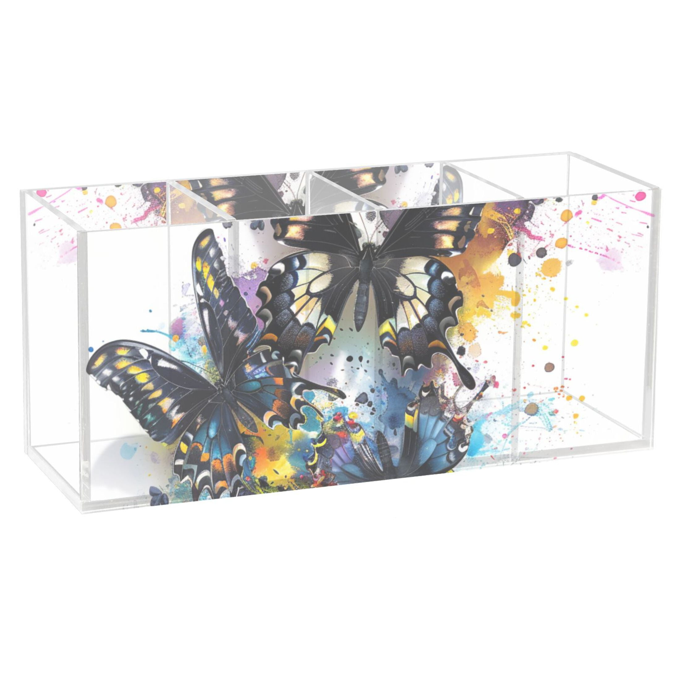 Black Butterflies Pencil Pen Cosmetic Holder Cup Makeup Brush Holder ...