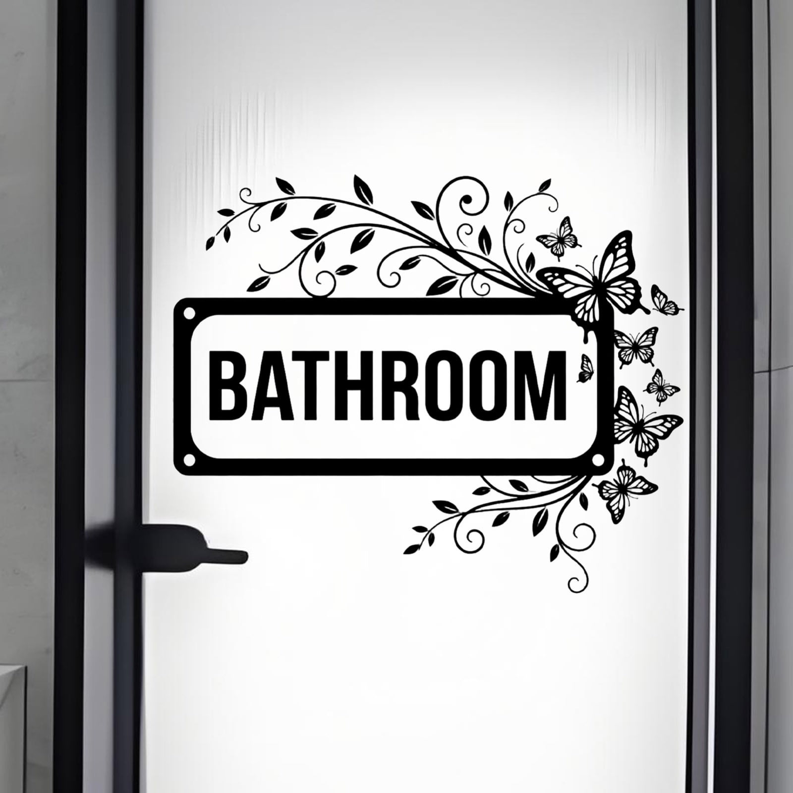 Black Butterfly Bathroom Door Wall Sticker, Removable Decal, Home Decor ...