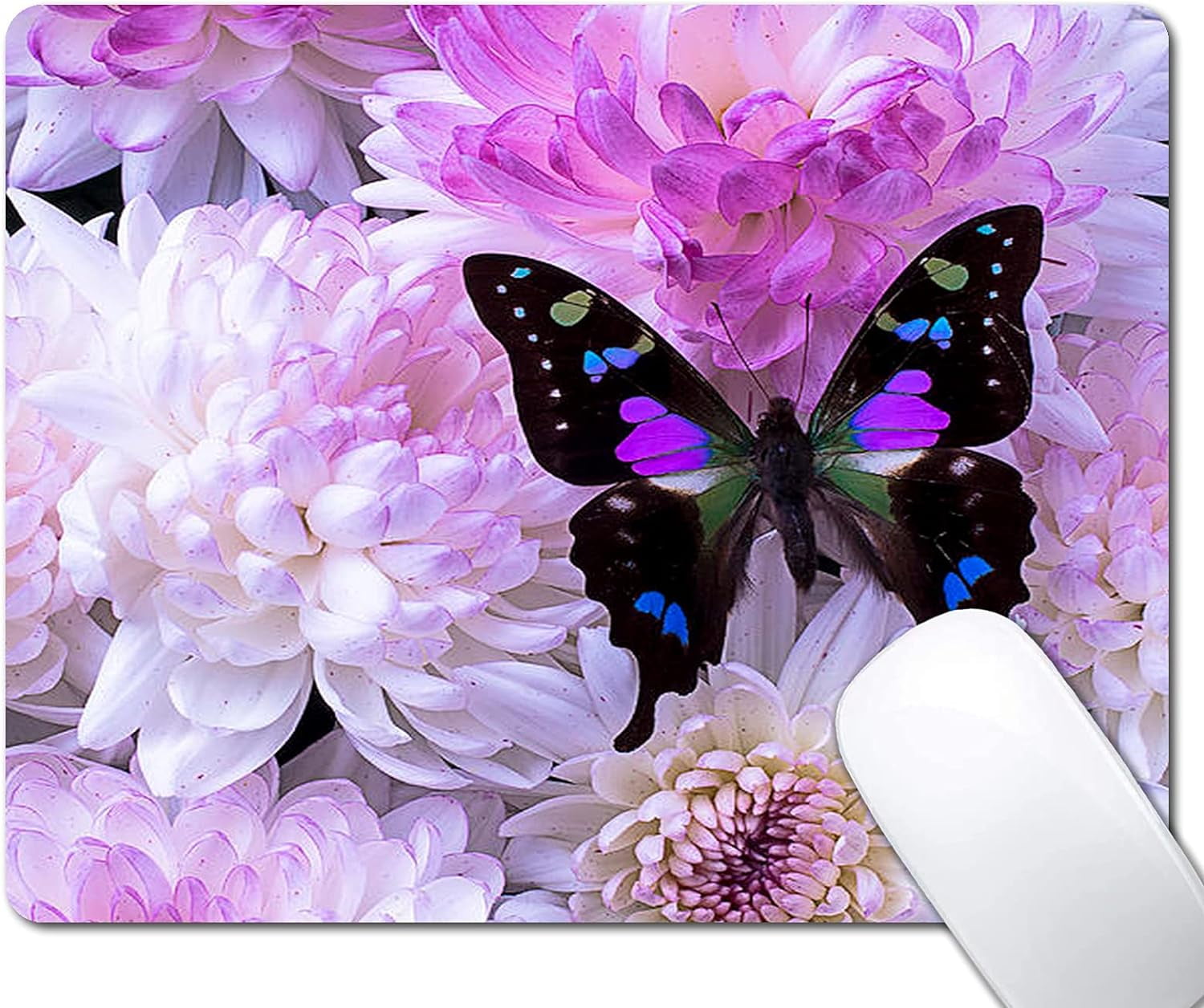 Black Butterfly Mouse Pad, White Daisy Mousepad for Design, Anti-Slip ...