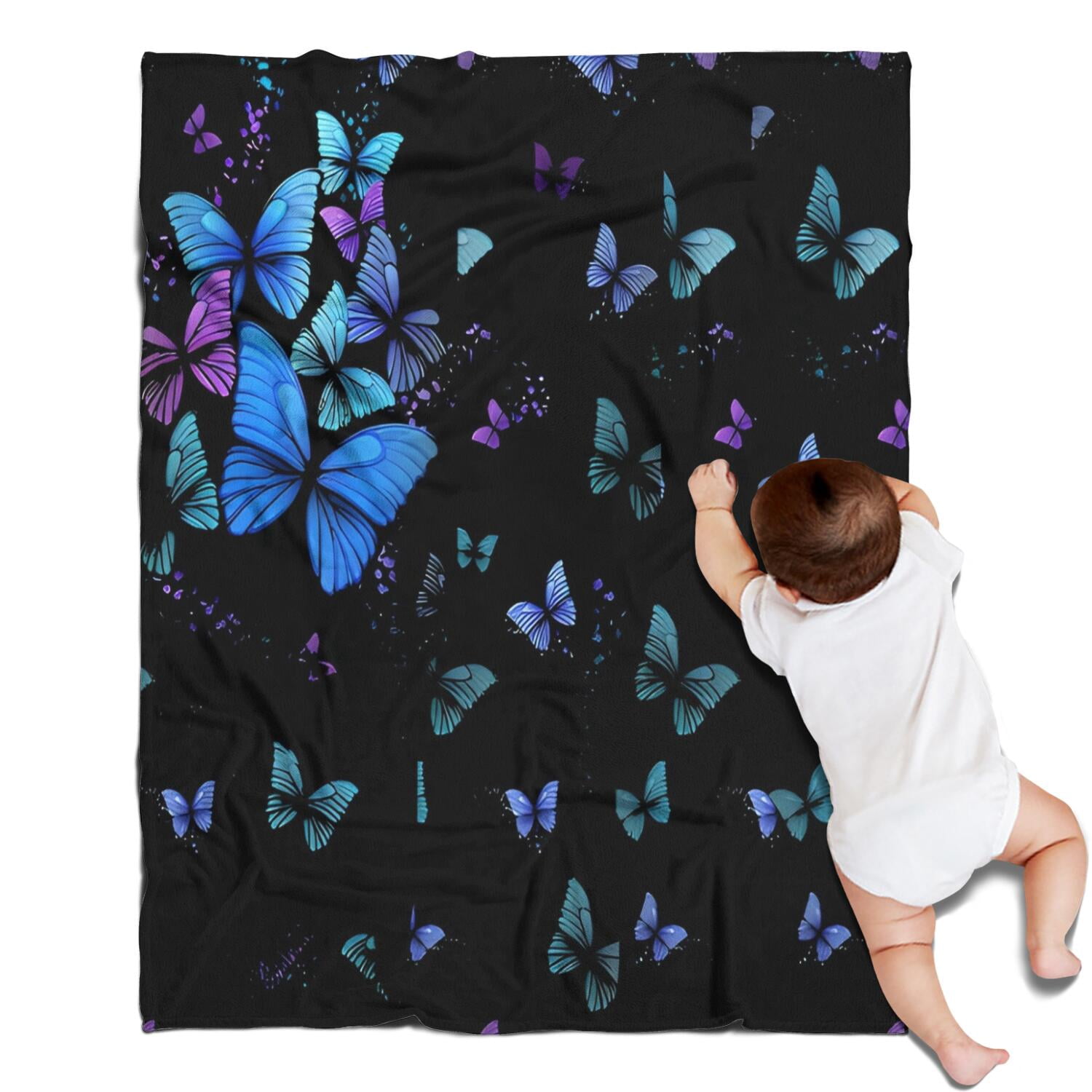 Black Butterfly Pattern Blanket,Comfortable Soft Flannel Throw Blanket ...