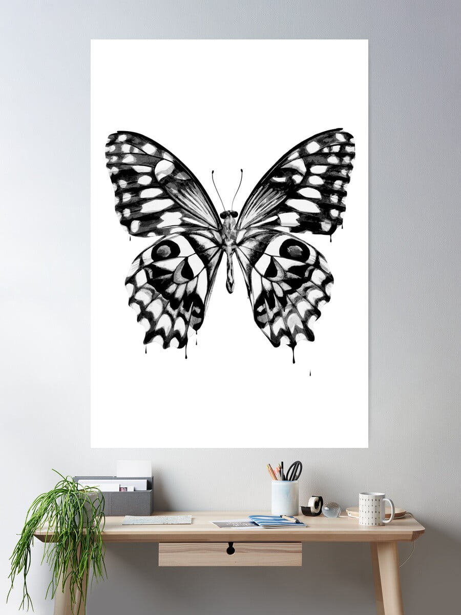 Black Butterfly Poster Wall Art, Modern Wall Decor For Living Room ...