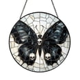 Black Butterfly Skull Stained Glass Suncatcher – Gothic Window Art Gift ...