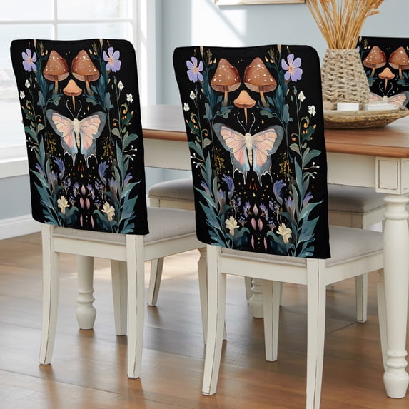 Black Butterfly Spring Chair Back Covers, Summer Botanical Watercolor ...