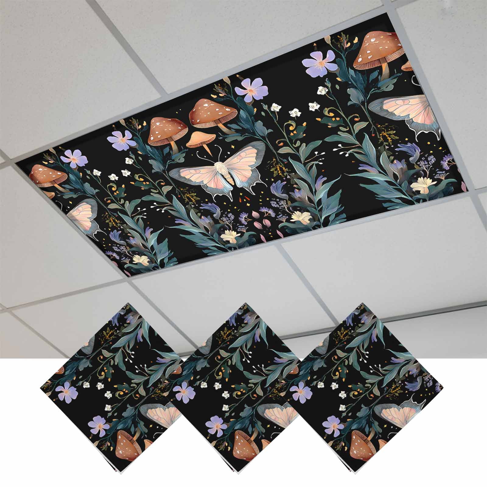 Black Butterfly Spring Magnetic Fluorescent Light Covers for Ceiling ...
