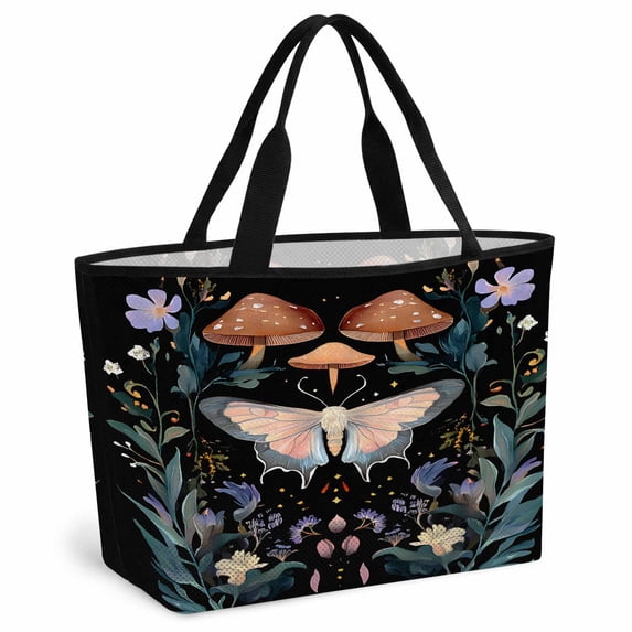 Black Butterfly Spring Mesh Beach Bag for Women Men,Large Beach Tote ...