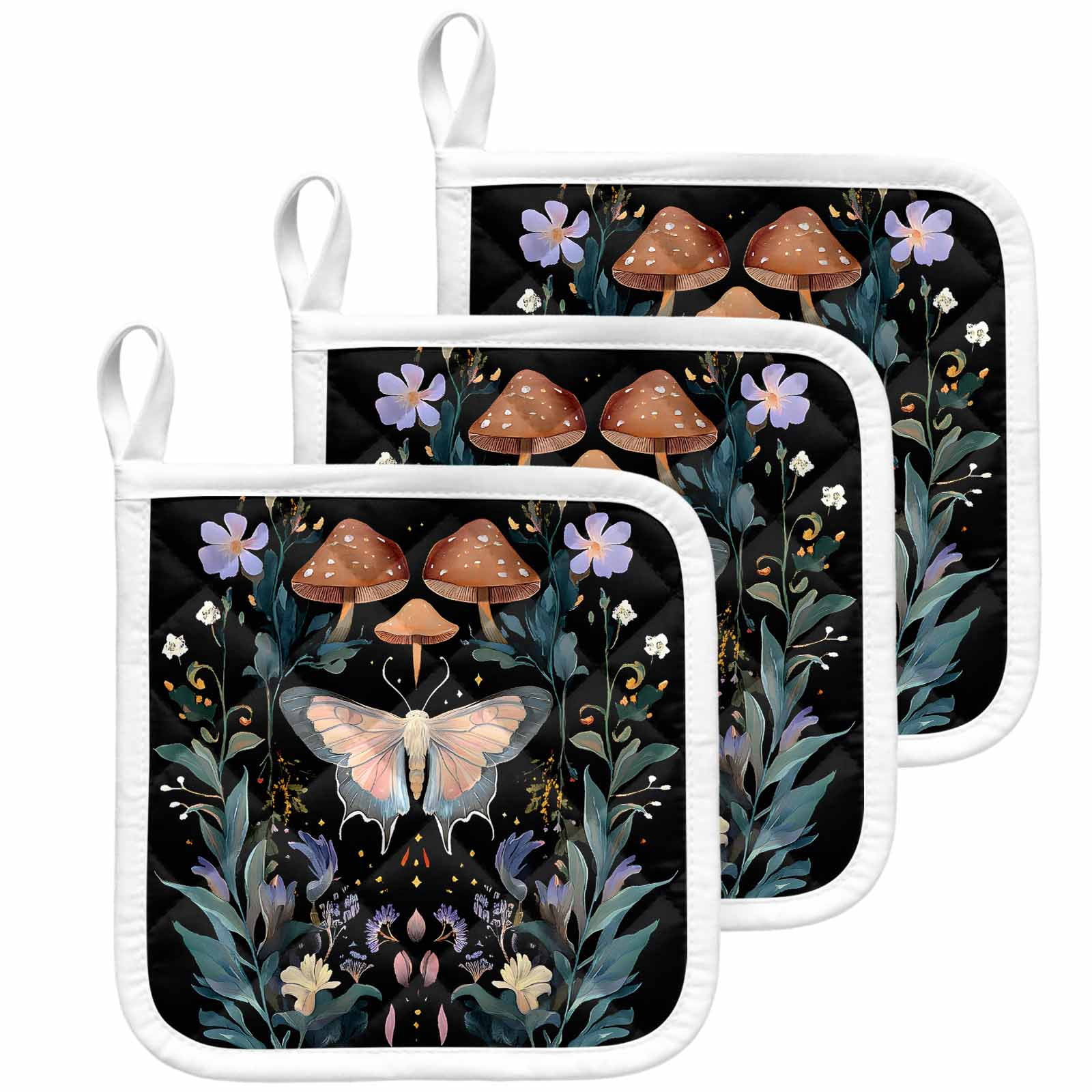 Black Butterfly Spring Pot Holders for Kitchen Heatproof Potholder, 3 ...