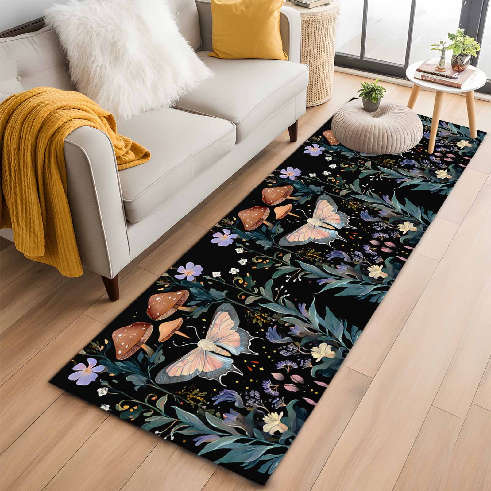 Black Butterfly Spring Runner Rug 2x6 FT,Non Slip Hallway Rugs,Summer ...