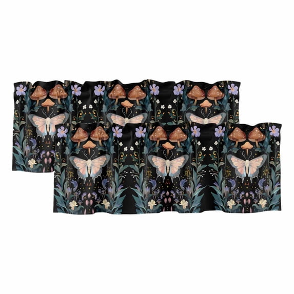 Black Butterfly Spring Valances for Windows, Decorative Rod Pocket ...