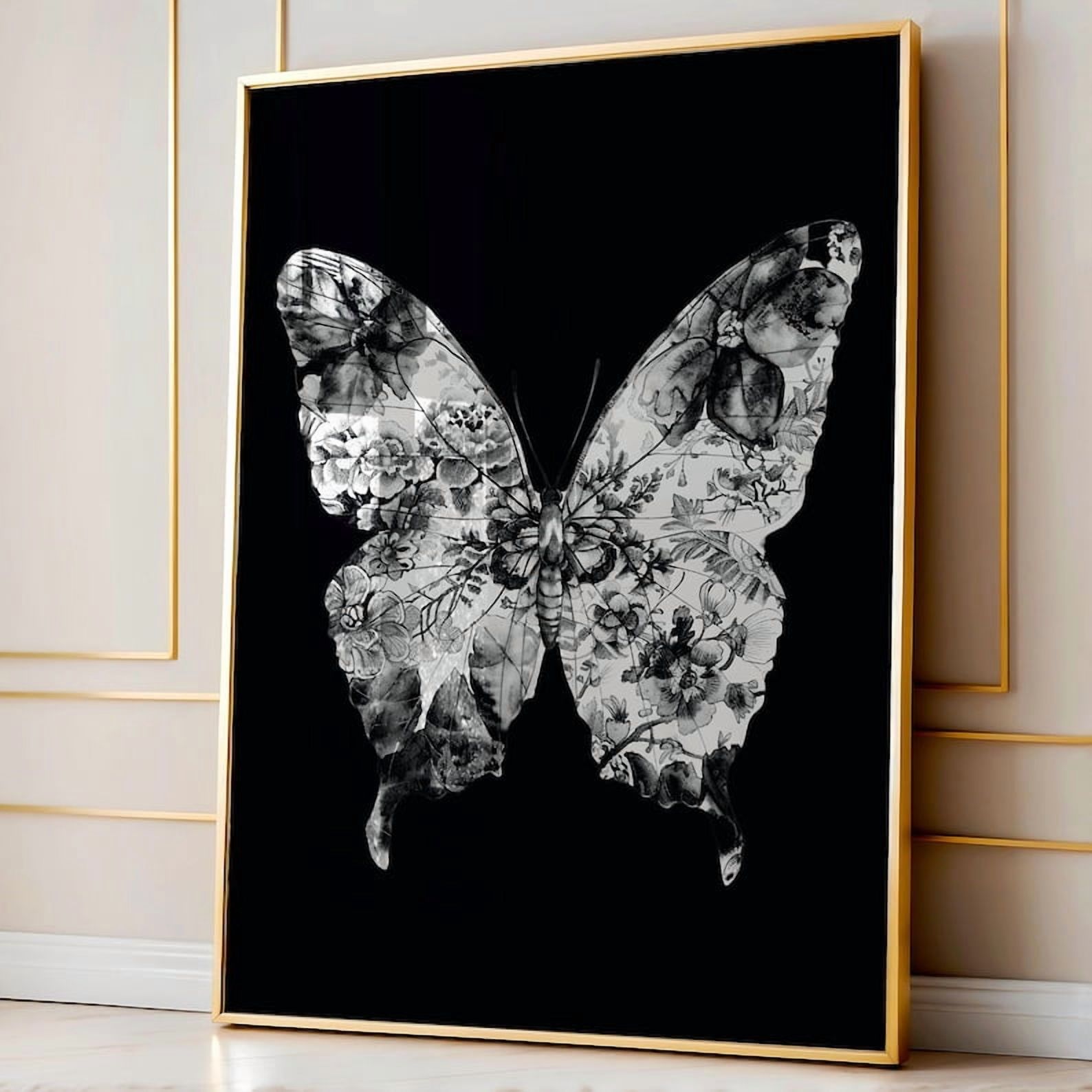 Black Butterfly Vintage Print A1 Butterfly Whimsigoth Wall Art Dark ...
