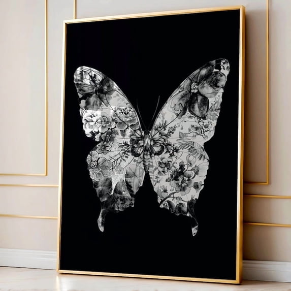 Black Butterfly Vintage Print A1 Butterfly Whimsigoth Wall Art Dark ...