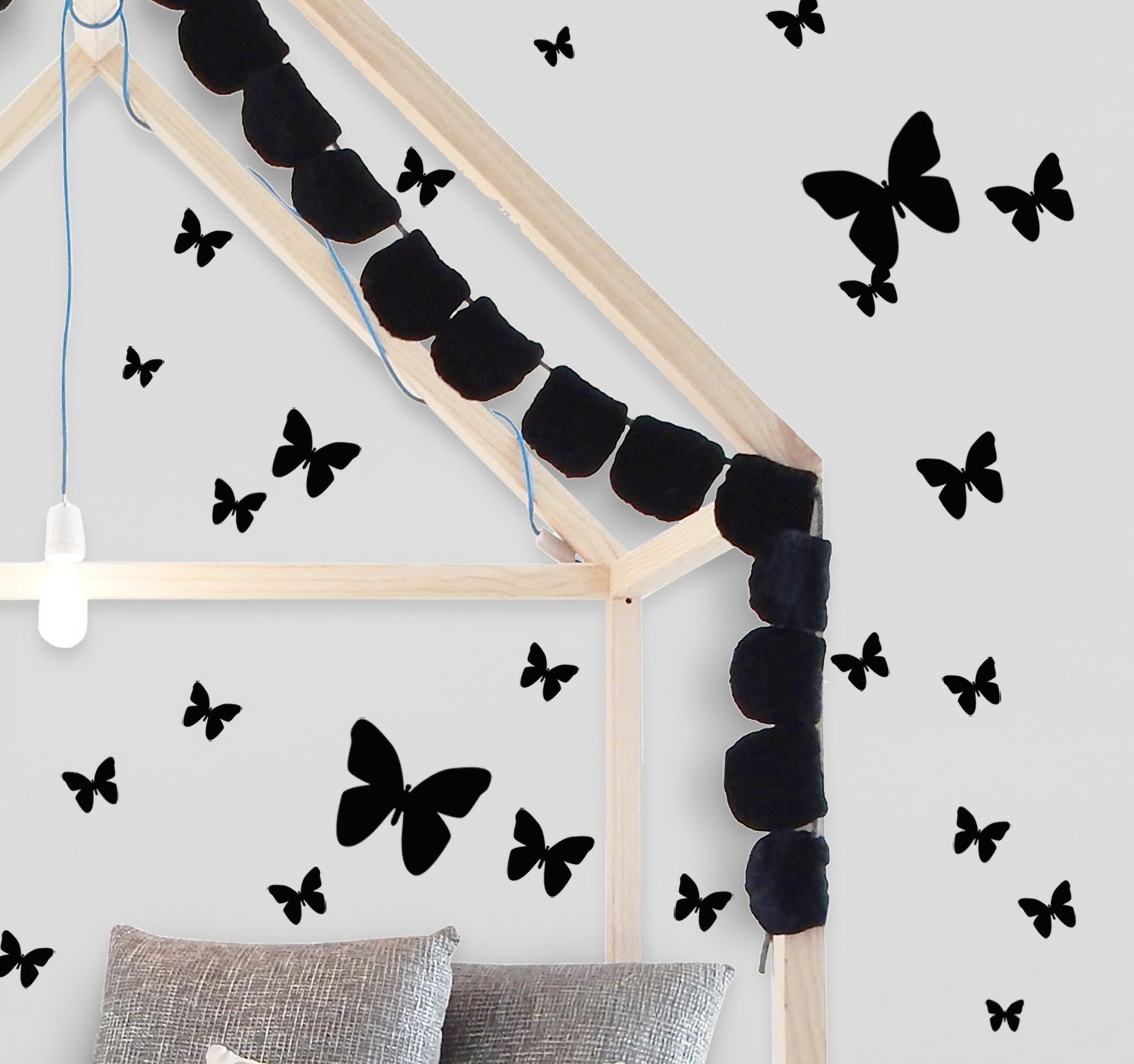 Create A Mural Black Butterfly Wall Decals, Vinyl Peel & Stick Room ...