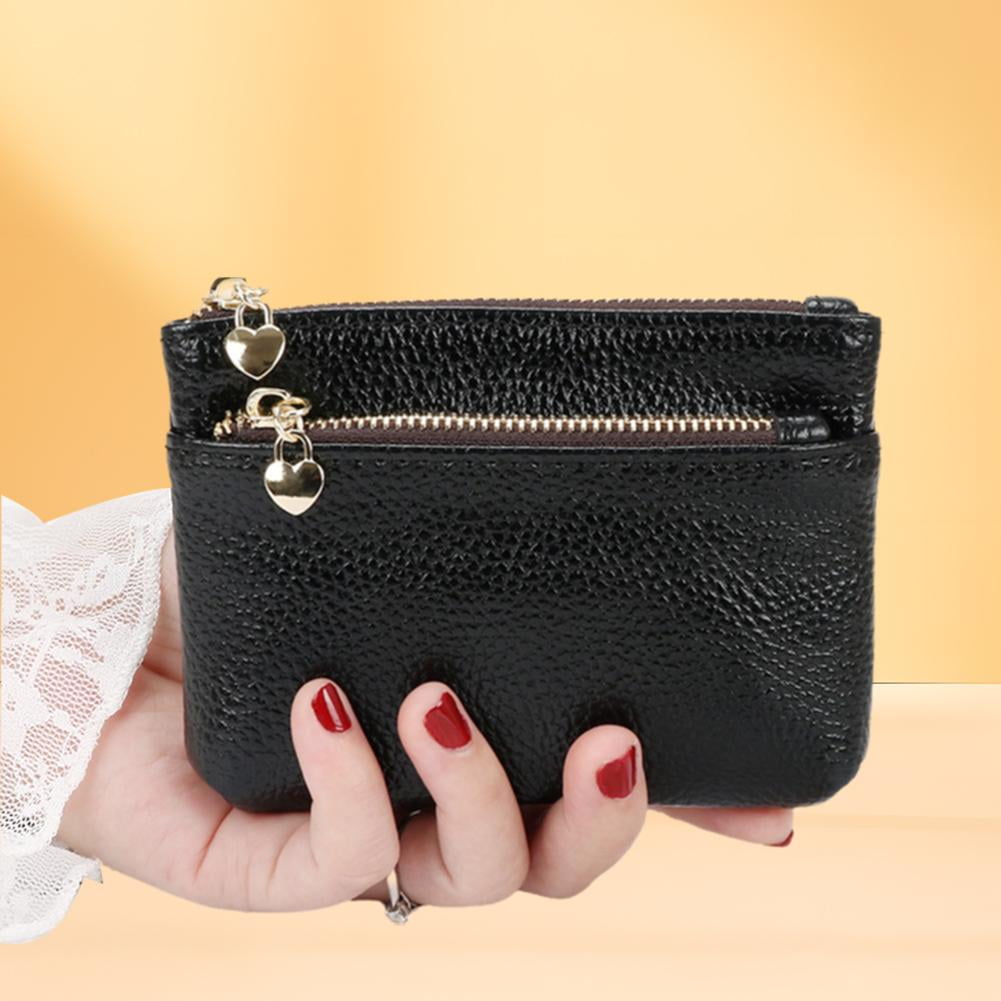 Black C Coin Purse Womens Short Small Wallet Soft Leather Drivers ...