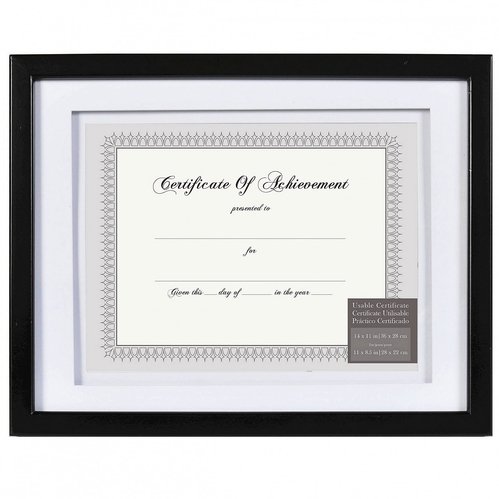 Black CERTIFICATE Frame 11x14 matted to 8one-half inchx11 - 8.5x11 ...