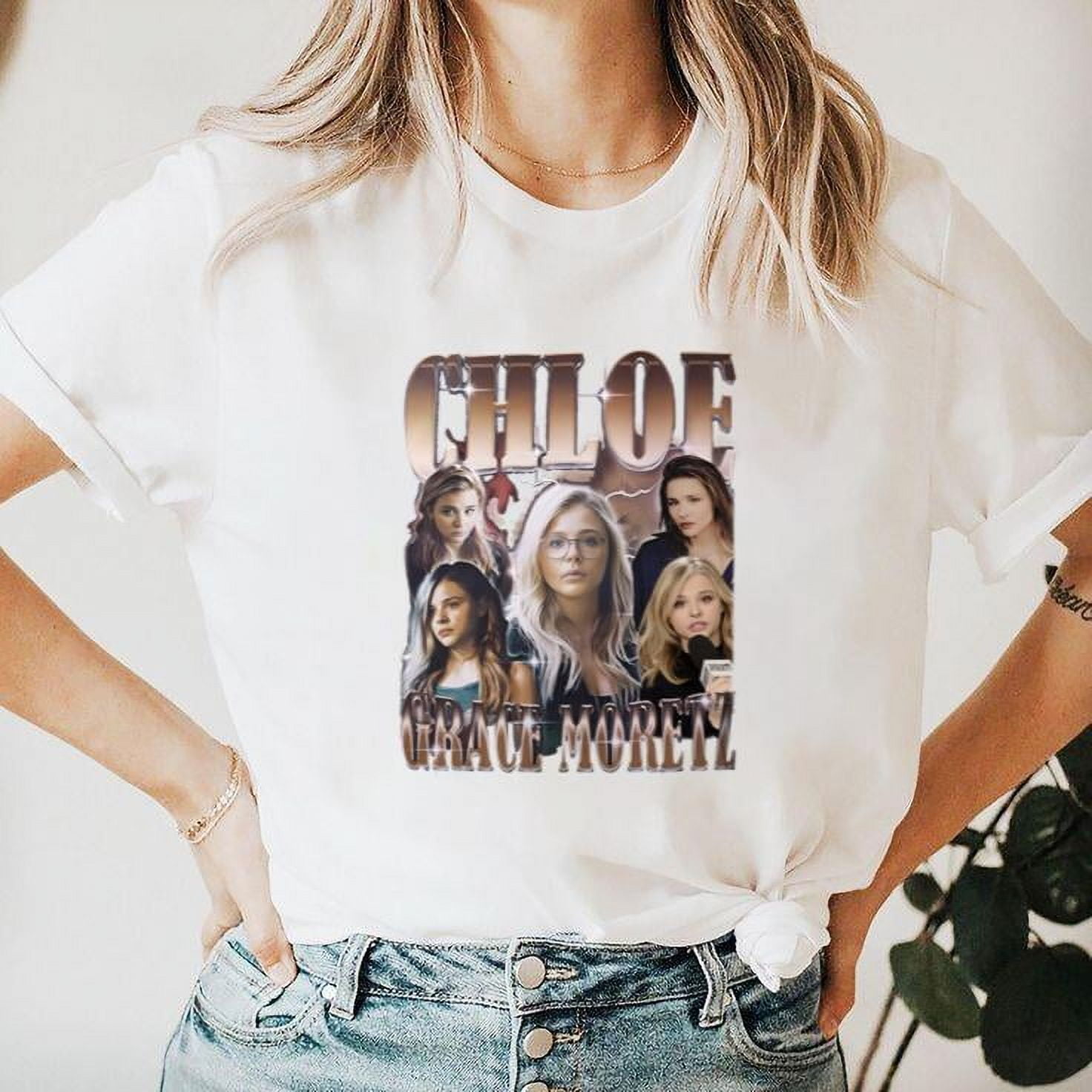 Black CHLOE Grace MORETZ Vintage Homage Tshirt Fan Tees Retro 90s Merch ...