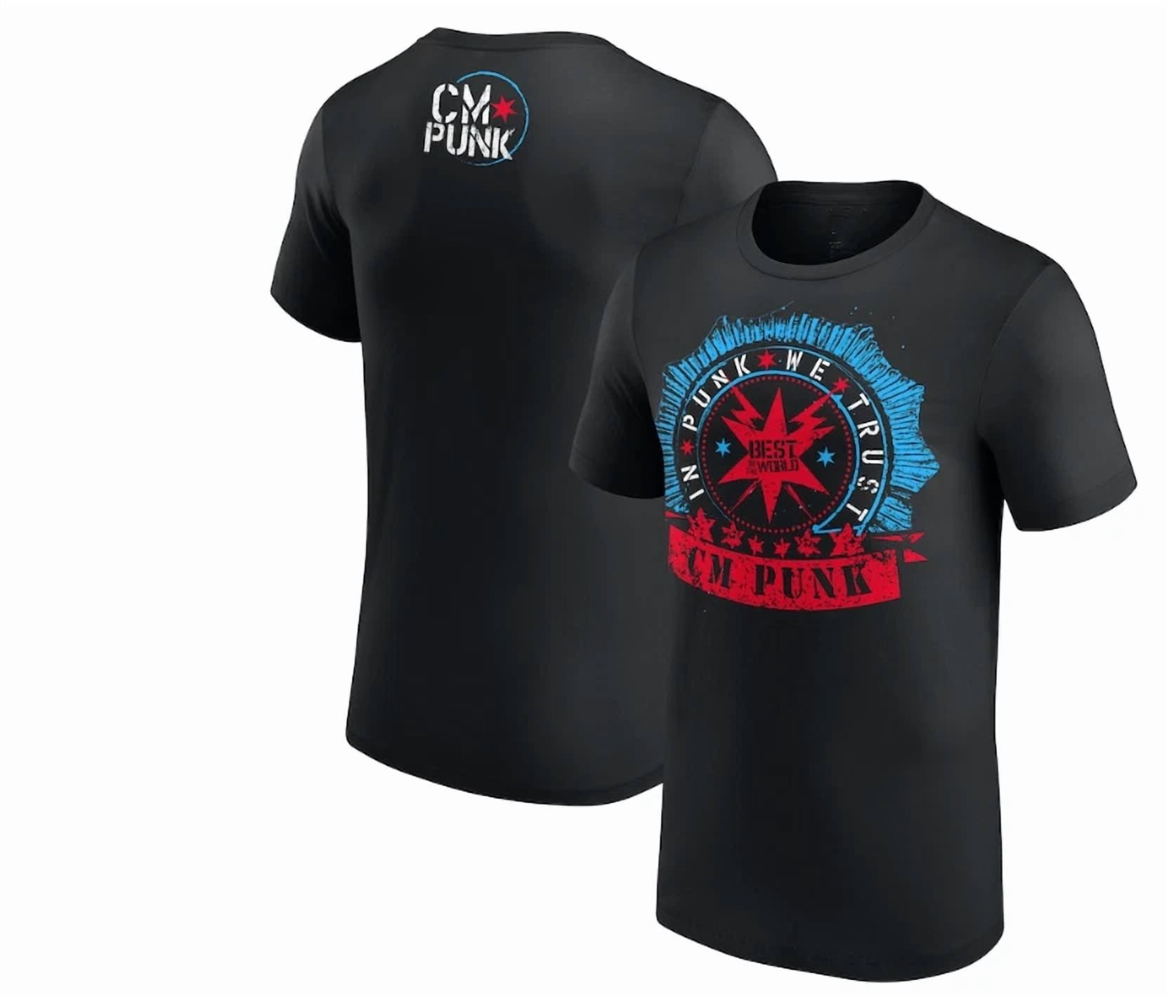 Black CM Punk In Punk We Trust Badge T-Shirt,Black Color,Size L ...