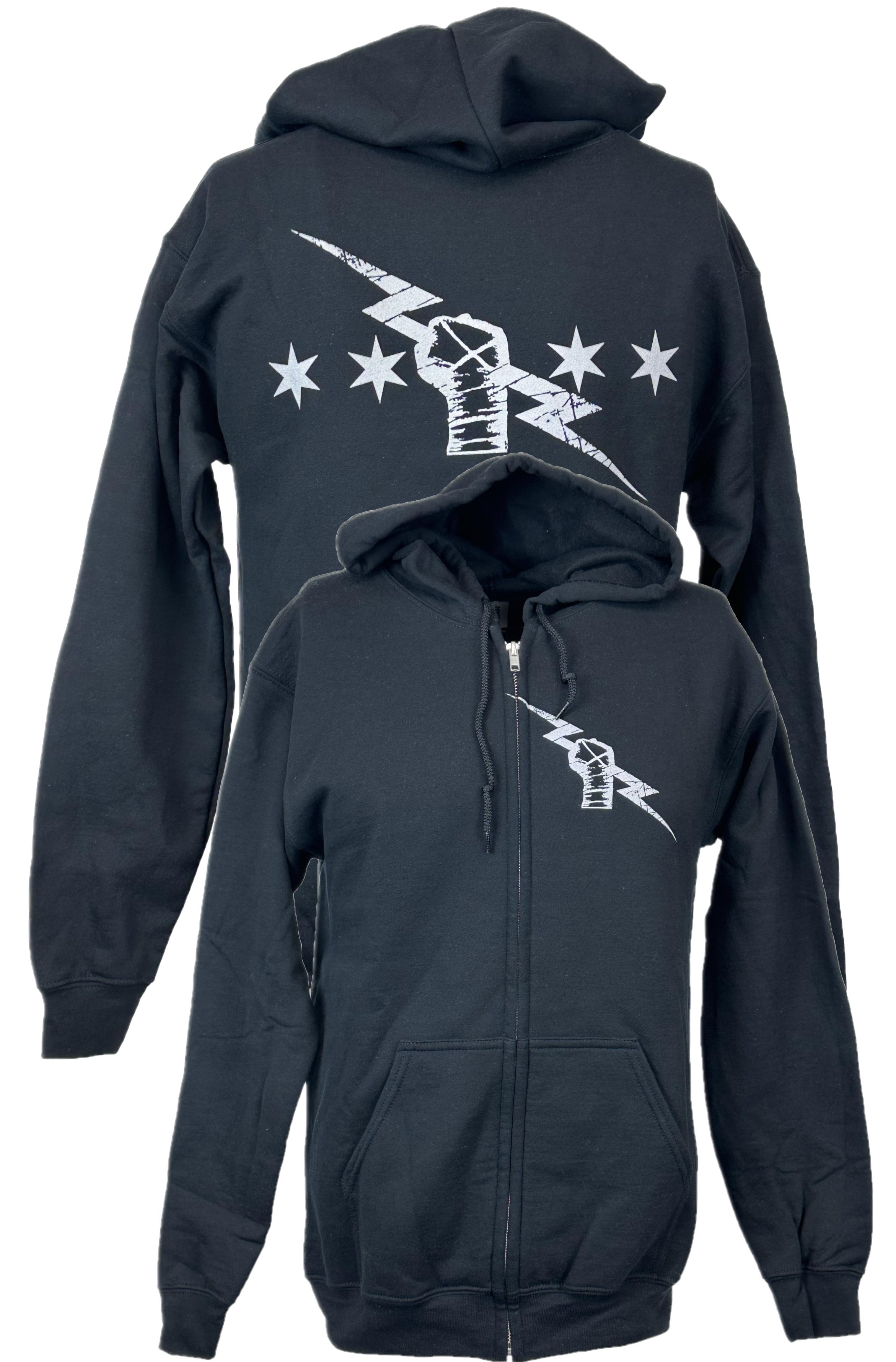 Black CM Punk Uprising Lightning Bolt Zipper Hoody - Walmart.com