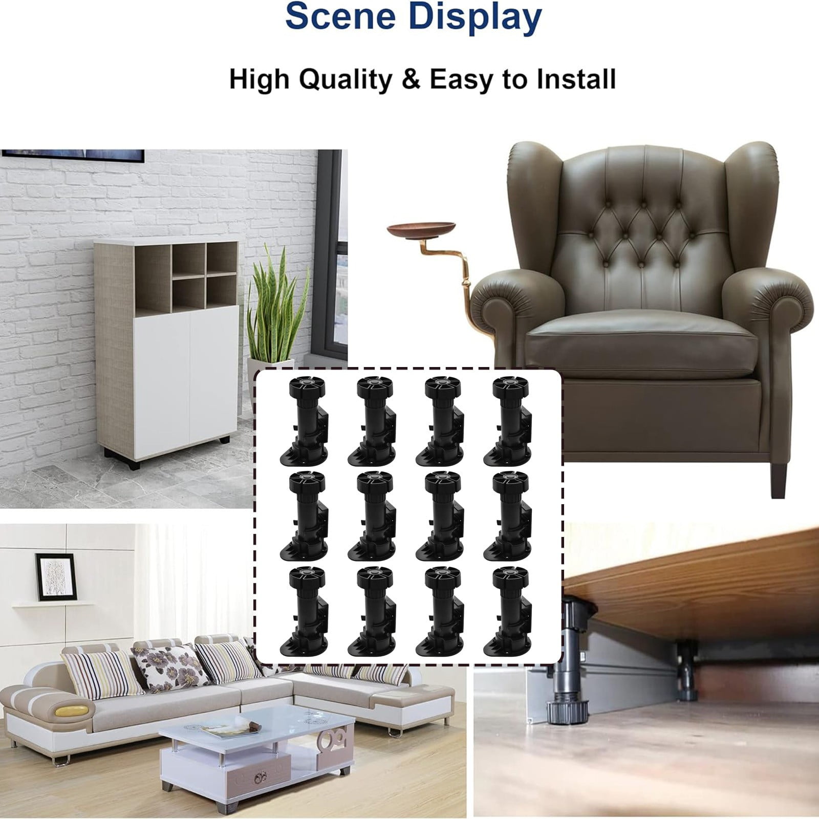 Black Cabinet Leveler Legs Adjustable Furniture Legs, Height Range from ...