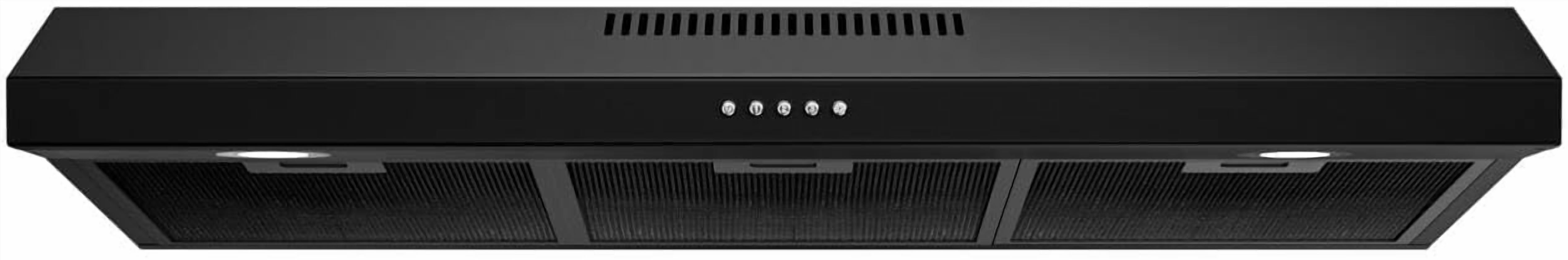 Black Under Cabinet Range Hood 36 Inch, Ducted/Ductless Convertible Kitchen Hood with 3 Speed ...