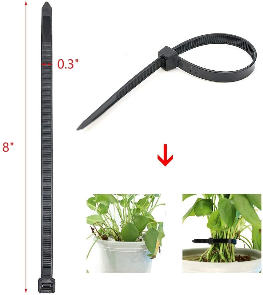 Black Cable Zip Ties Cord Fastener Heavy Duty with 100 LB Tensile ...