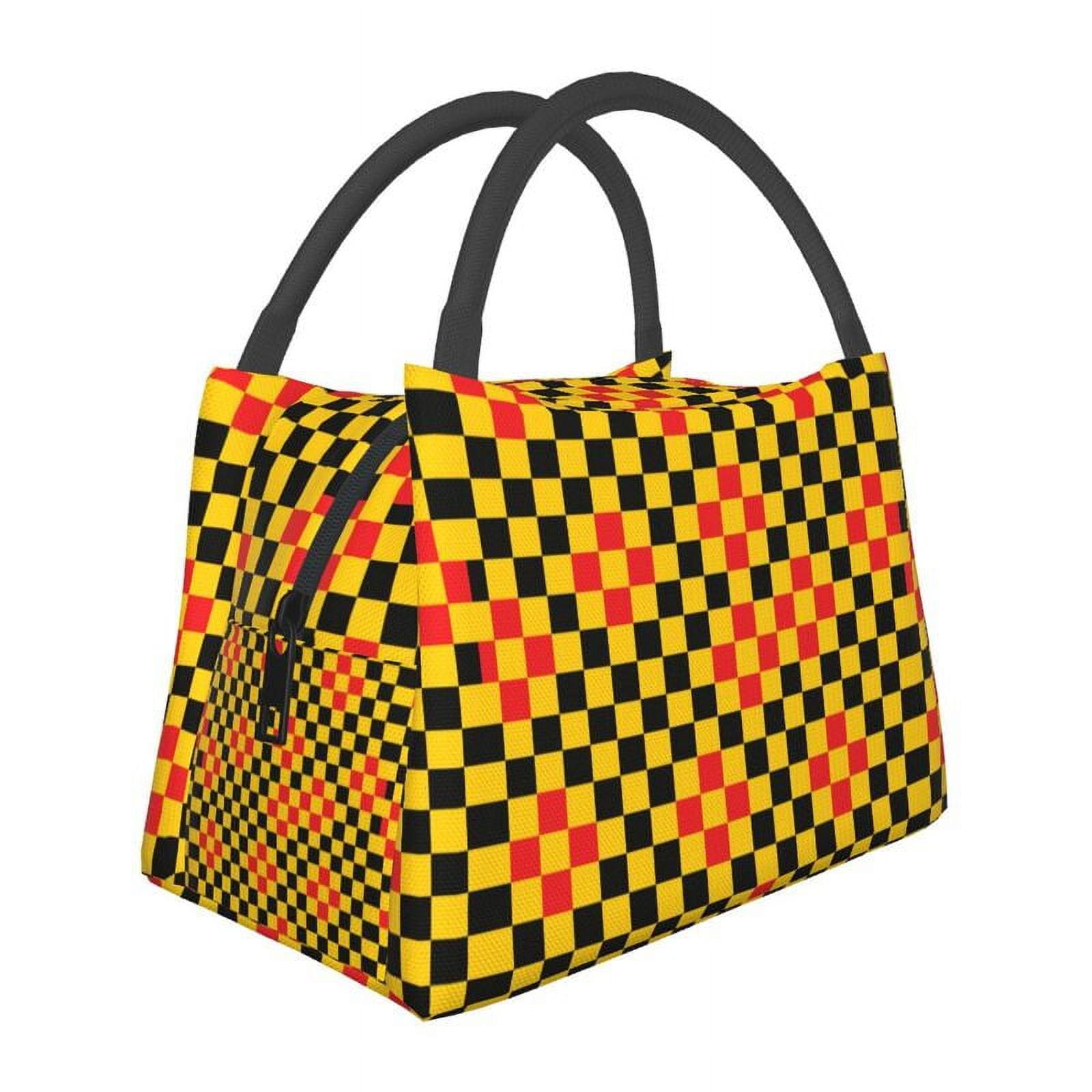 Black Cadmium Green Checkerboard Lunch Box Women Checkered Thermal ...