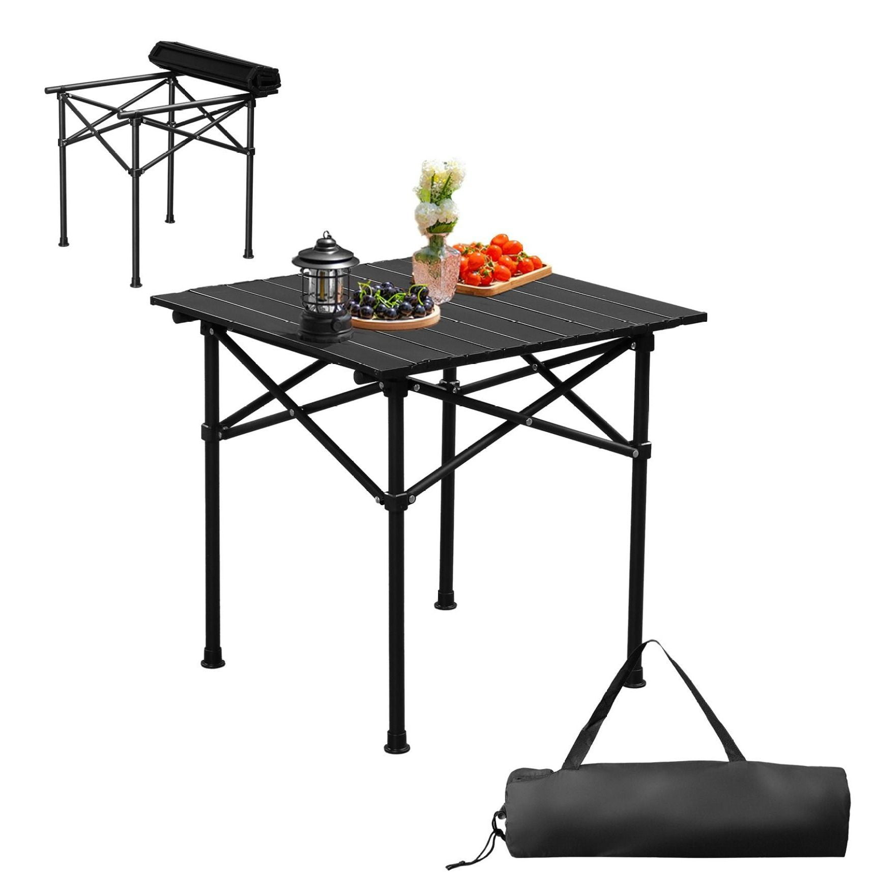 Black Camping Roll Table Carbon Steel Square Tube Frame Heavy Duty ...