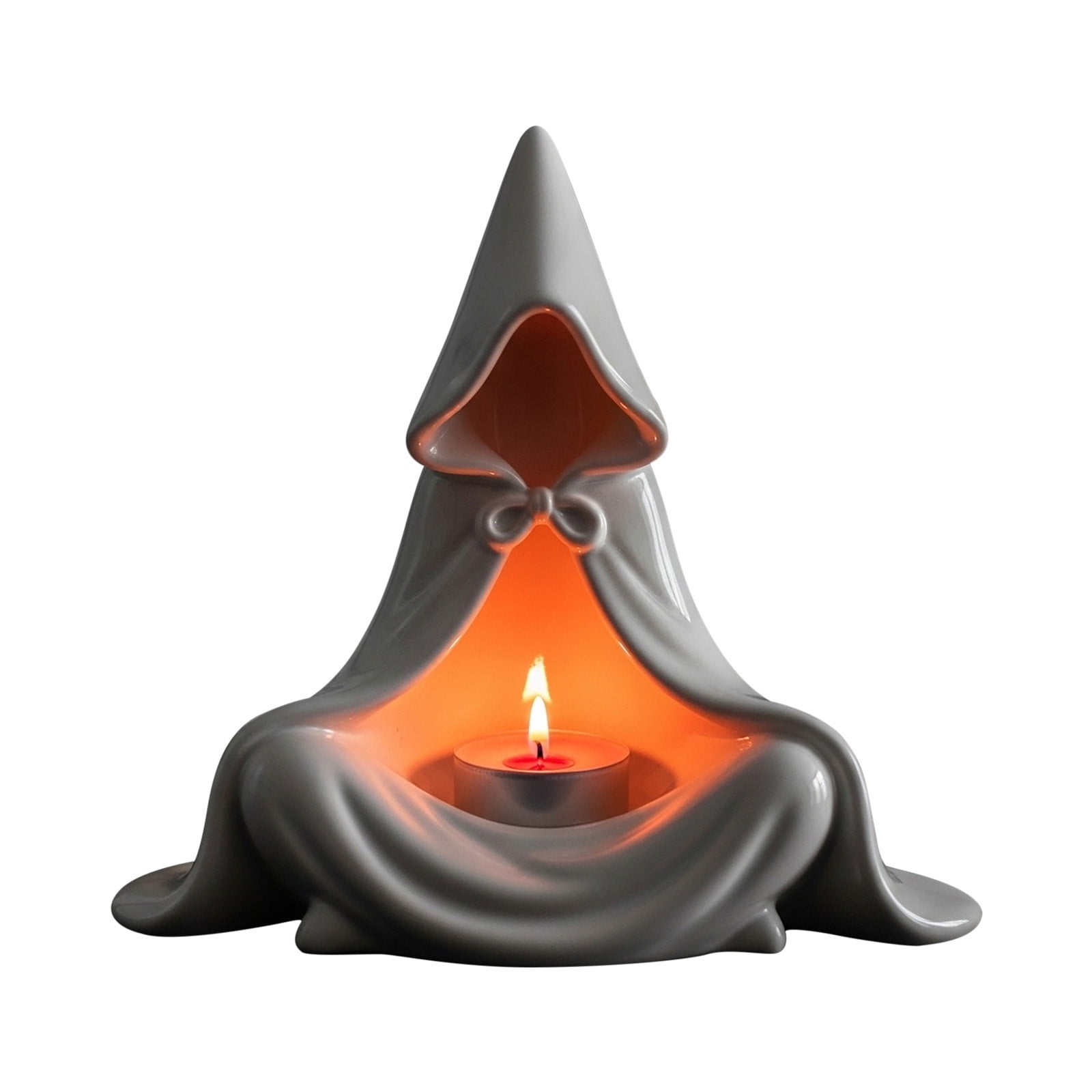 Black Candle, Ceramic Candle, Hooded Cloak Shaped Candle with Warm ...
