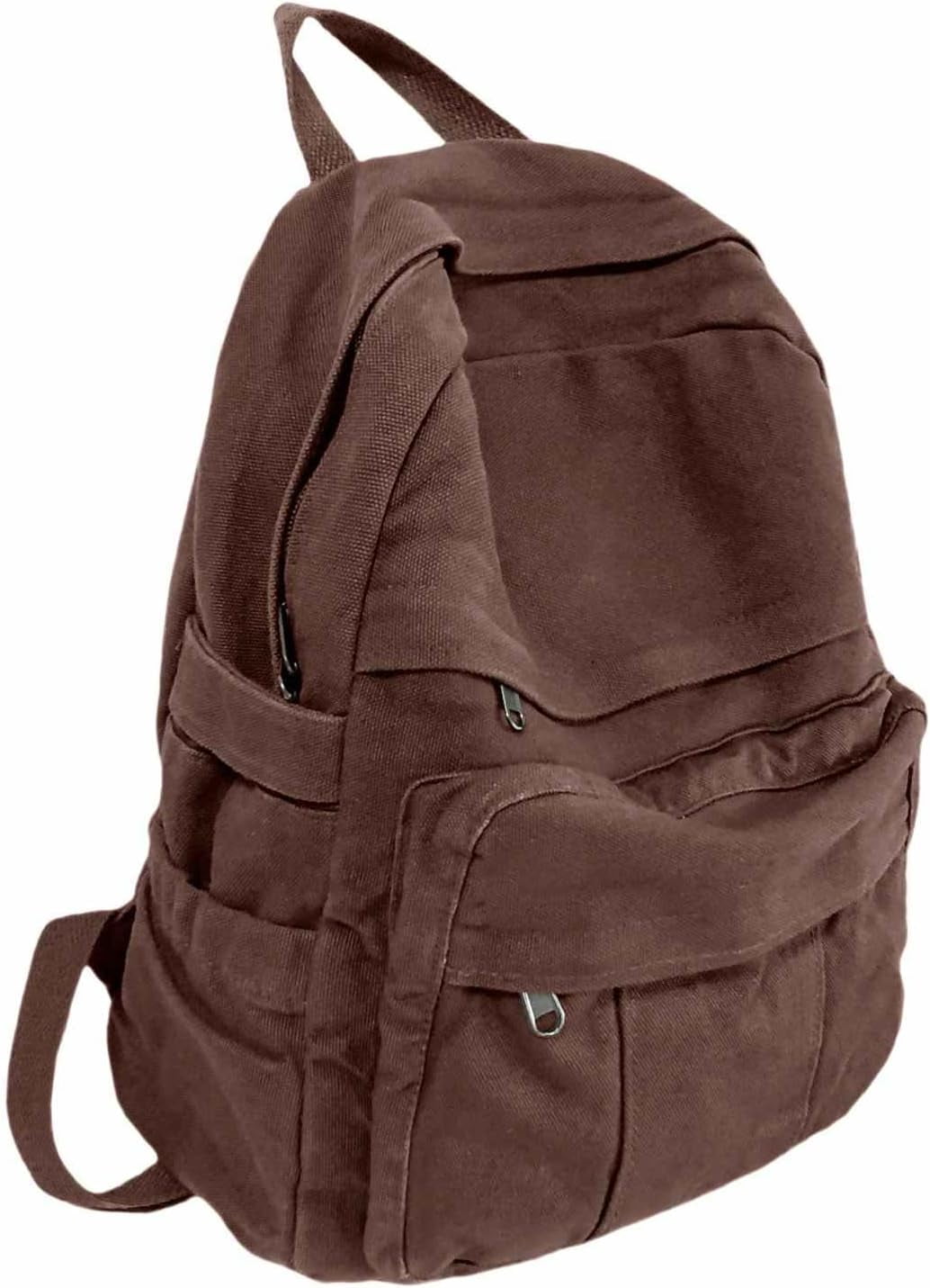 Black Canvas Backpack for Women & Men Retro Aesthetic Rucksack Basic ...