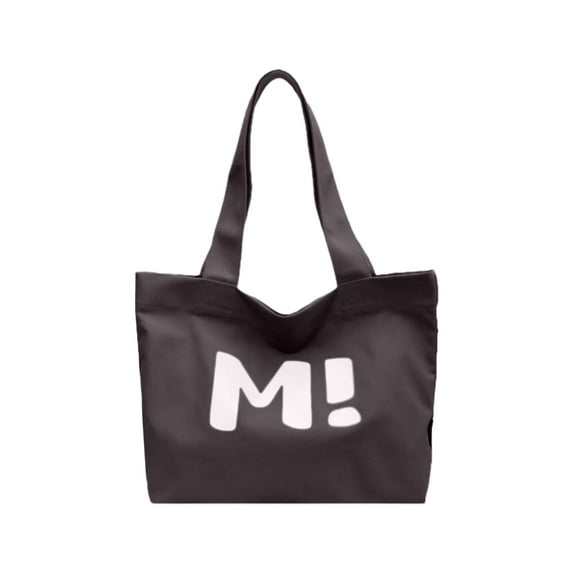 Black Canvas Tote Bag With Magnetic Closure, Large Capacity Shoulder ...