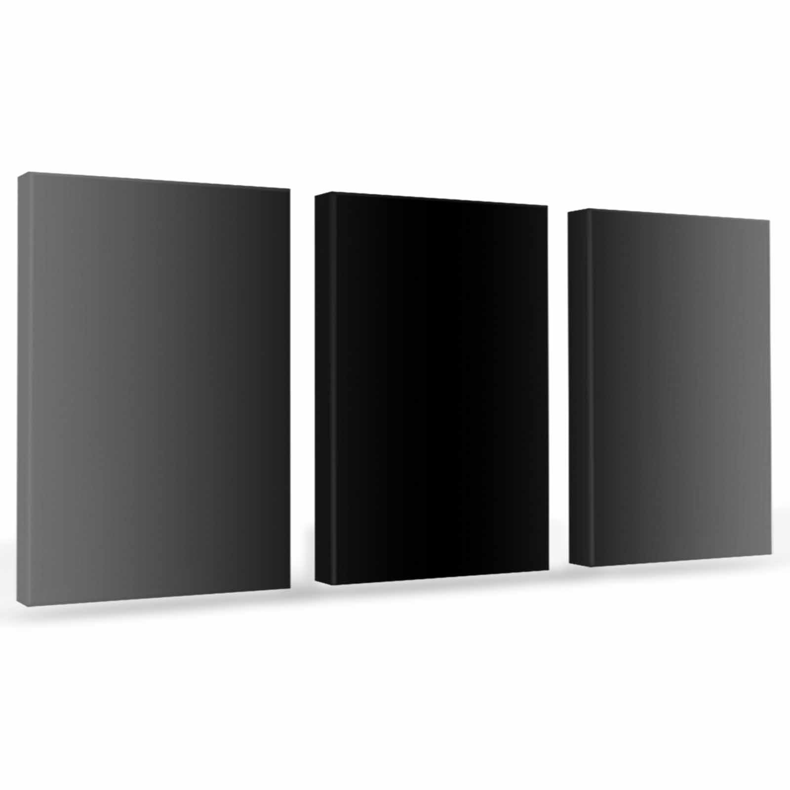 Black and Canvas Wall Art 3 Panels, Grey Gradient Framed Wall Decor ...