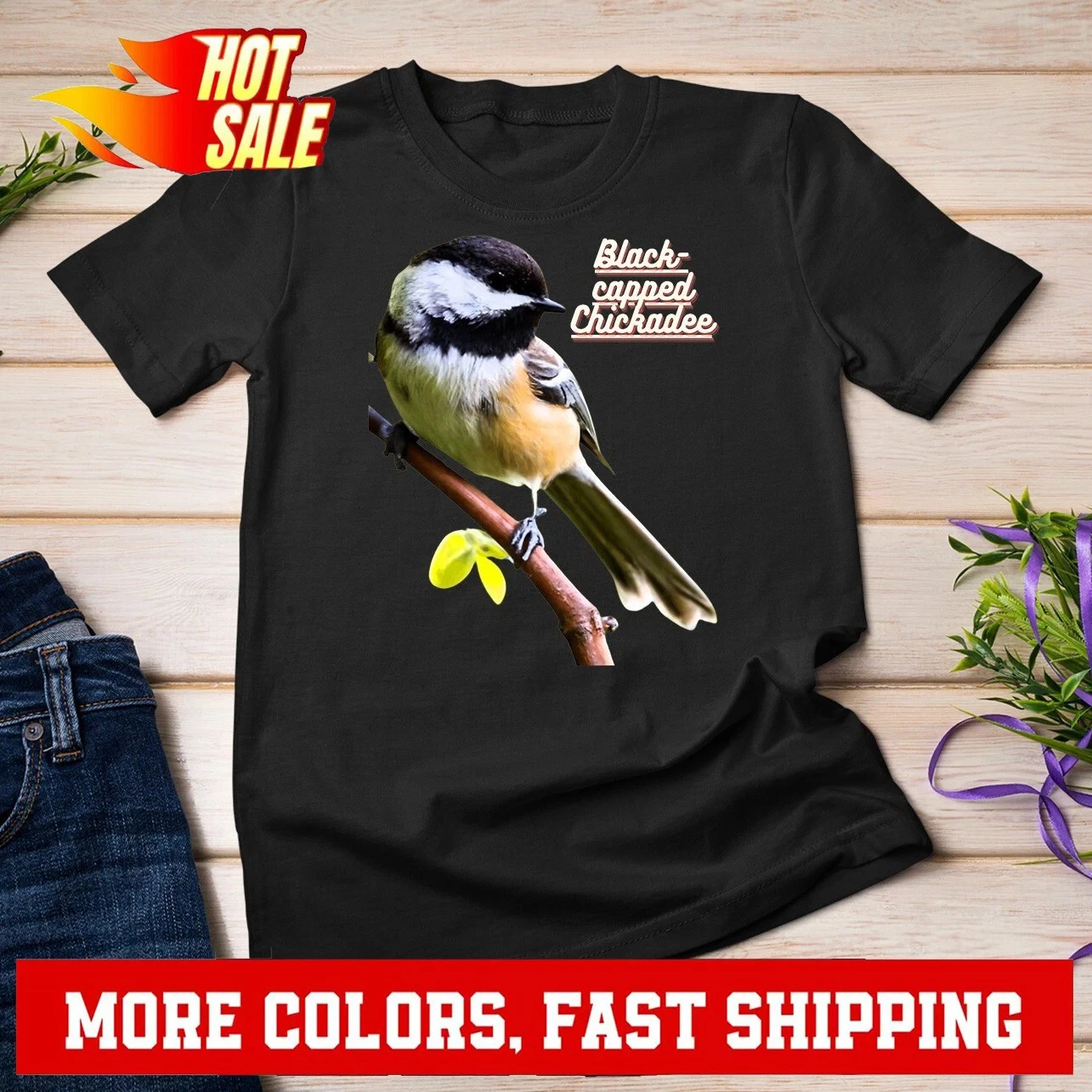 Black Capped Chickadee Bird Watchers Bird Lovers Premium T-Shirt Unisex ...