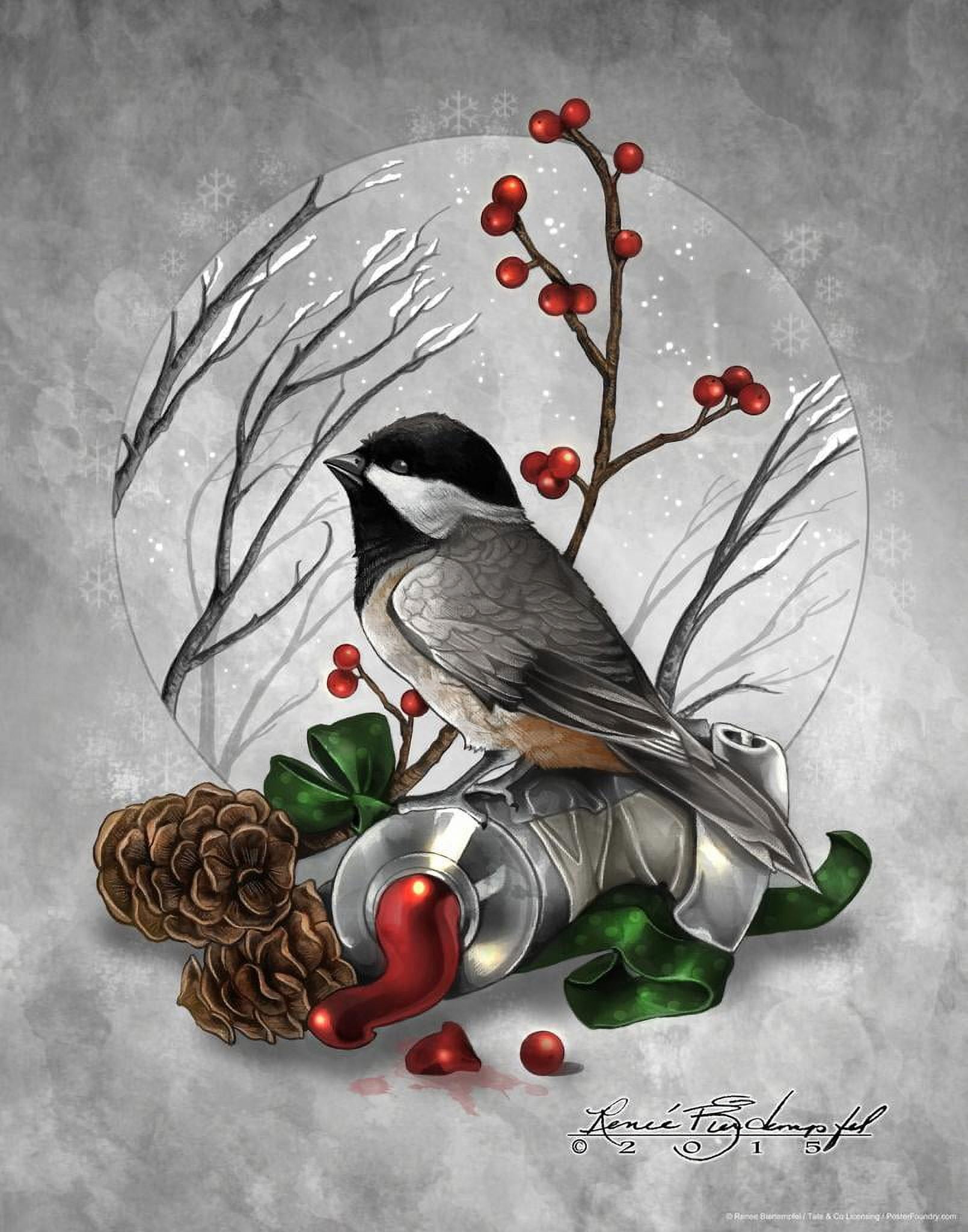 Black Capped Chickadee Colors of Winter by Renee Biertempfel Fantasy ...