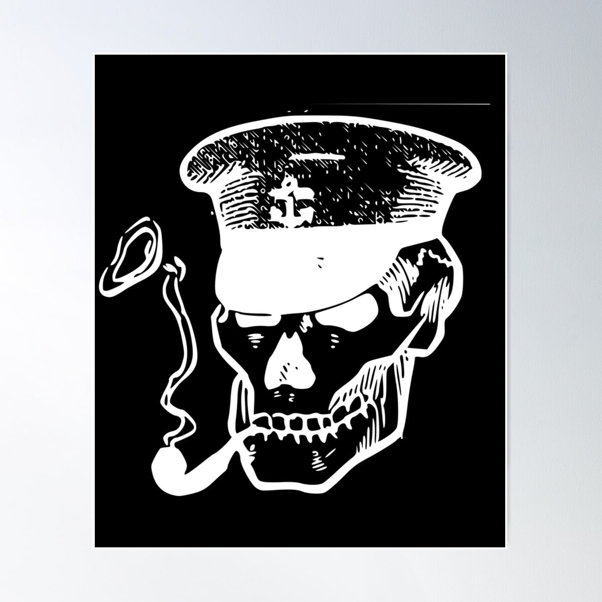 Black Captain Skeleton Skull Poster Wall Art, Modern Wall Decor For ...