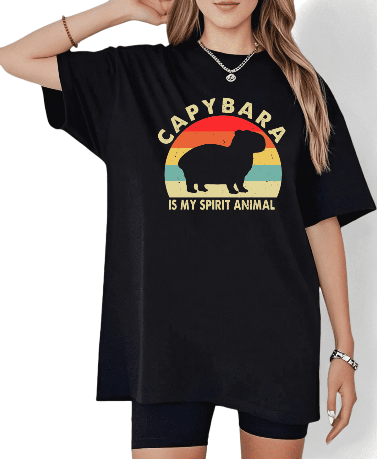 Black Capybara Is My Spirit Animal Print Tshirt Graphic Tees Retro ...