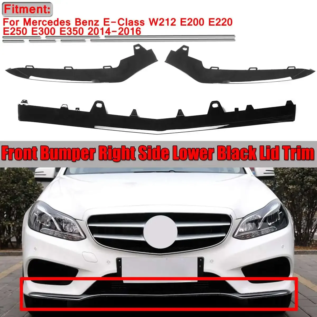 Black Car Front Bumper Diffuser Lip Lower Lid Cover Trim For Benz E ...