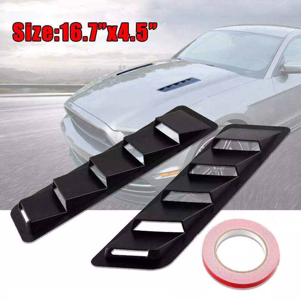 Black Car Hood Vent Scoop Kits Cold Air Flow Intake Louvers Cooling ...