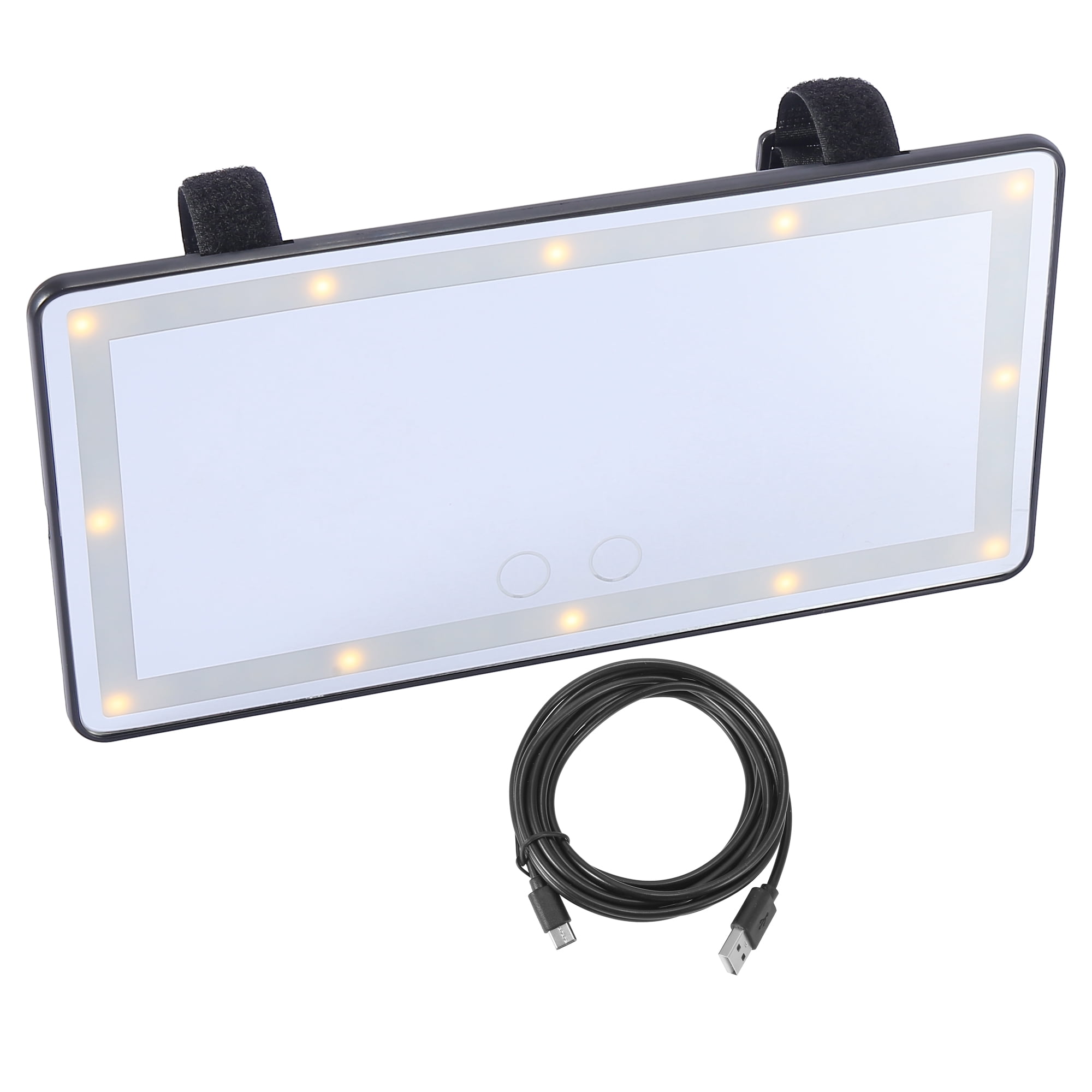 Black Car Interior Sun Visor Mirror Adjustable Straps Makeup Mirror Kit ...