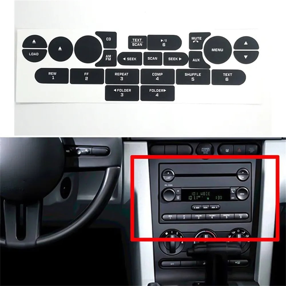 Black Car Interior Vinyl Decals Radio Button Stickers For Ford Mustang ...