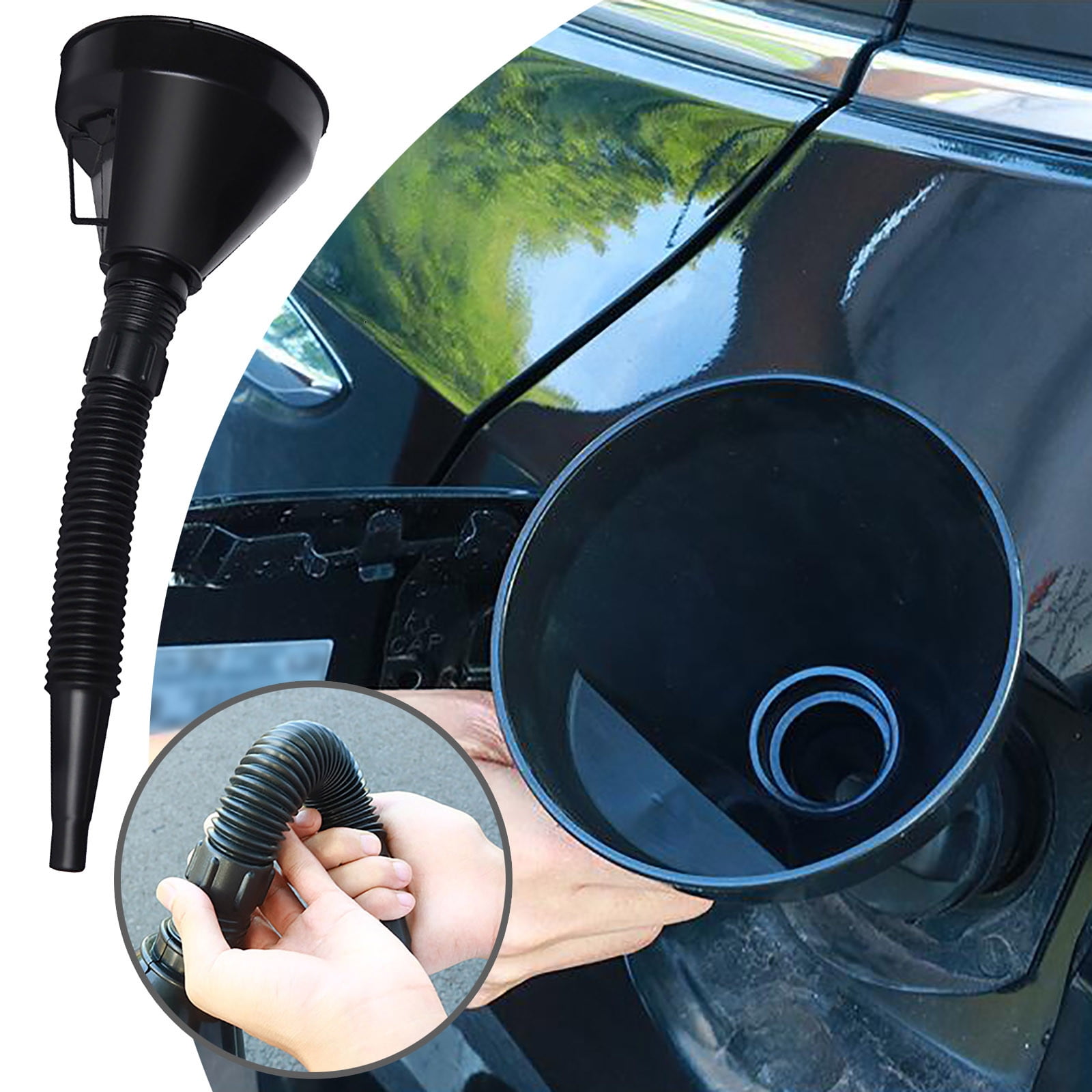 Black Car Motorcycle Flexible Funnel Spout Mesh Screen Strainer Oil ...