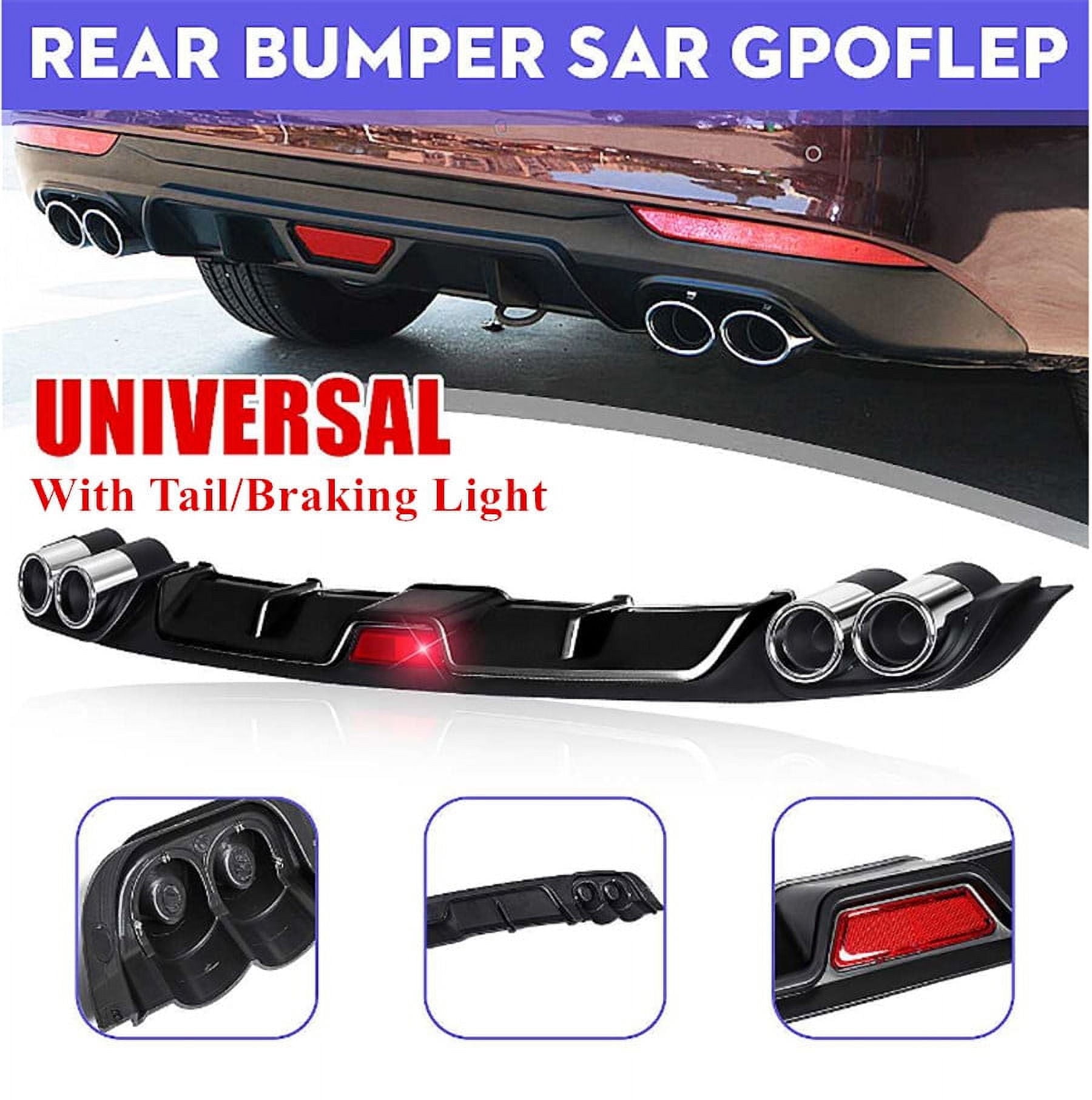 Black Car Rear Bumper Diffuser Lip Spoiler Canard with Red LED Tail ...