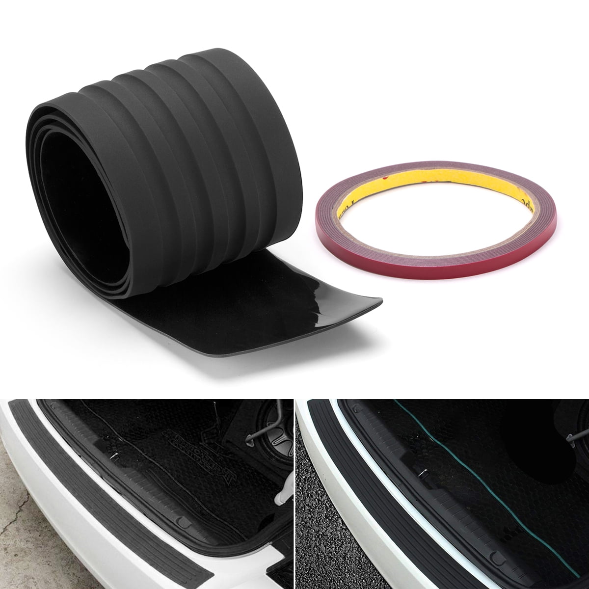 Black Car Rear Bumper Rubber Pad Kit Guard Sill Plate Trunk Protector ...