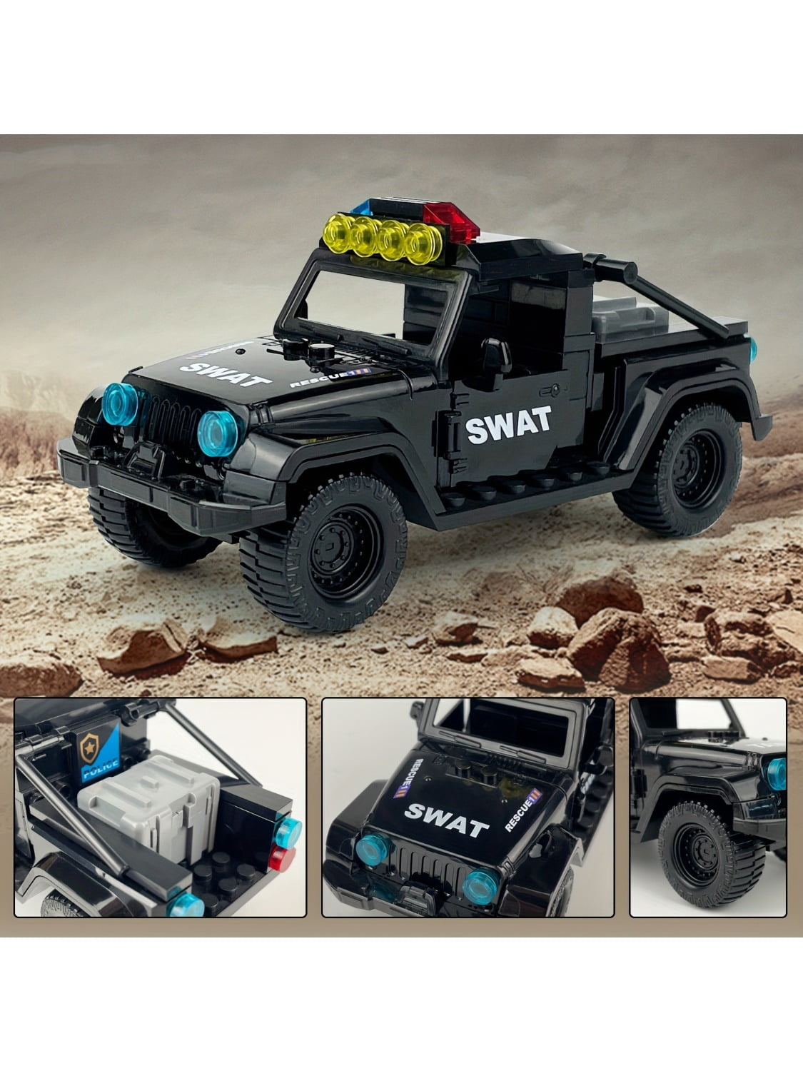 Black Car Small Pellet Jeep Puzzle Off-Road Model Building Blocks ...