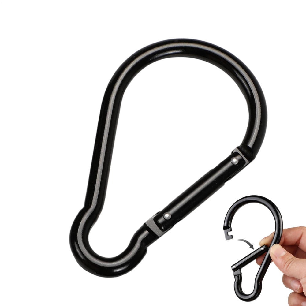 Black Carabiner Clip Hard Aluminum Alloy 10cm Large Lightweight ...