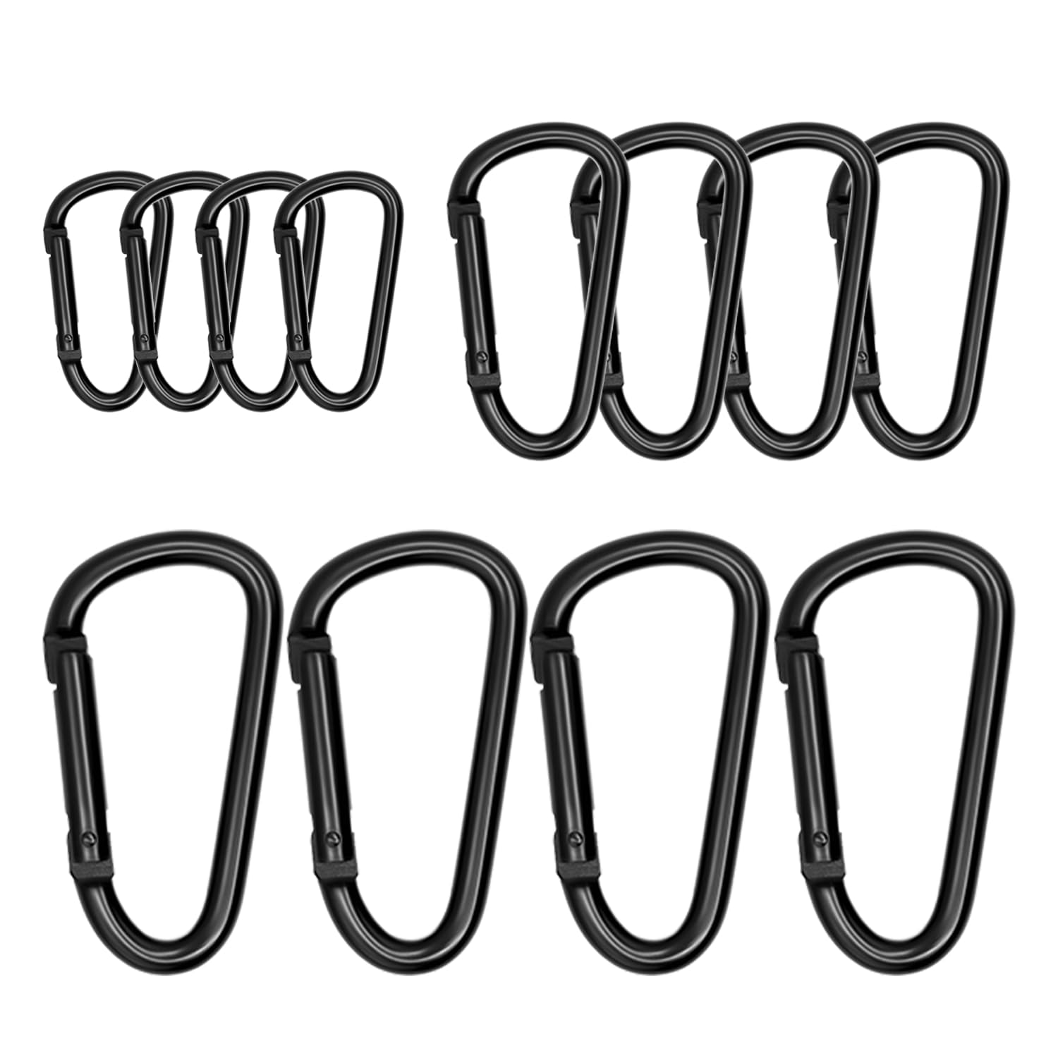Black Carabiner Clip Set, Aluminum Heavy Duty Keychain Hooks, 2 Inch ...
