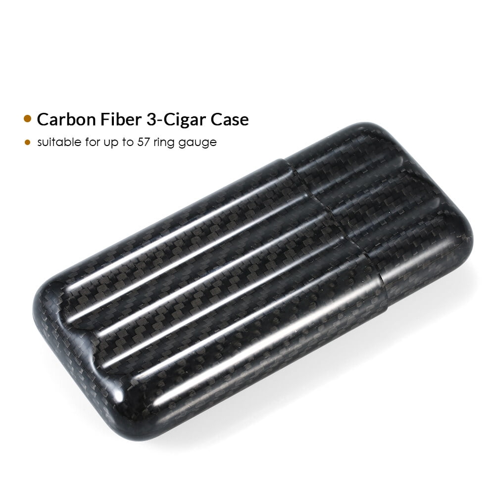 Black Carbon Fiber 3-Cigar Case Lightweight Cigar Storage Tube Holder ...