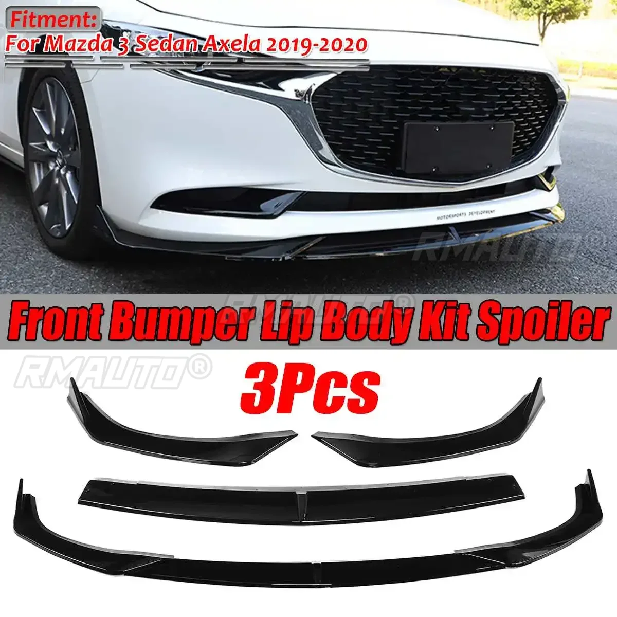 Black/Carbon Fiber Look Car Front Bumper Lip Diffuser Spoiler Protector ...