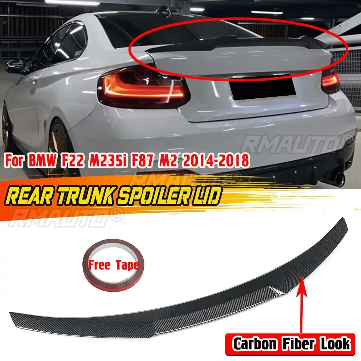 Black/Carbon Fiber Look F87 Car Rear Trunk Lip Wing For BMW F22 M235i ...